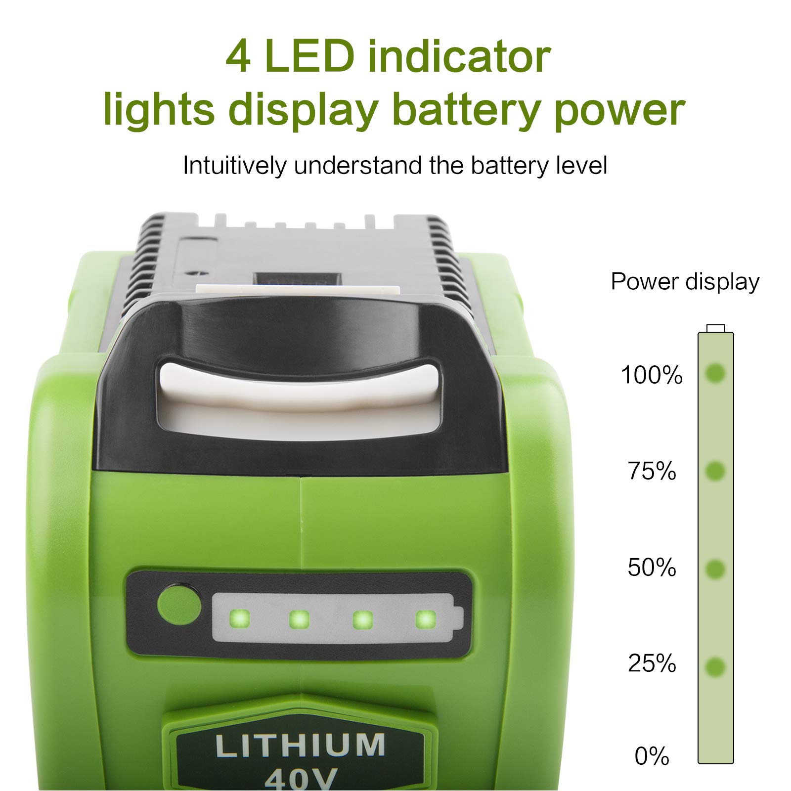 ARyee 6.0Ah 40V Battery Replacement for GreenWorks 40v Battery 29472 29462 29252 20202 22262 2531225322 20642 22272 27062 21242 GreenWorks 40Volt G-MAX Power Tools Lithium Battery