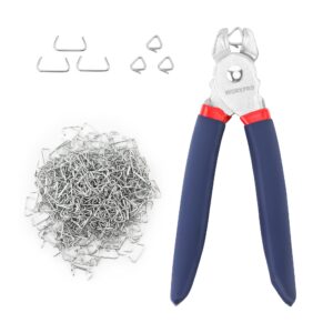 workpro hog ring pliers with 500 pcs 3/4" hog rings, galvanized steel hog rings perfect for furniture upholstery, auto upholstery, meat & sausage casings