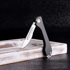 Samior S52 Carbon Fiber Scalpel Folding Knife with 10pcs #24 Replaceable Blade, Slip Joint Utility EDC Keychain Pocket Knife, 0.78oz