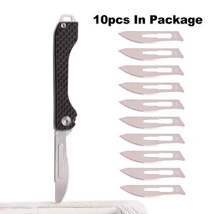 Samior S52 Carbon Fiber Scalpel Folding Knife with 10pcs #24 Replaceable Blade, Slip Joint Utility EDC Keychain Pocket Knife, 0.78oz