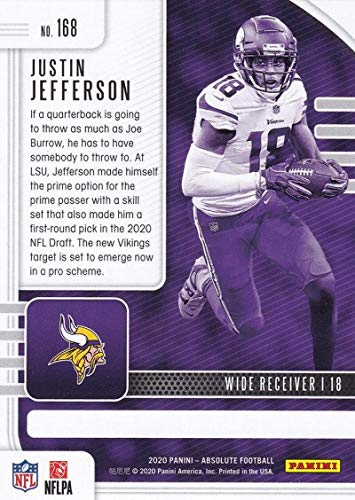 Bubbacare #168 Justin Jefferson RC - Minnesota Vikings (RC - Rookie Card) NFL Football Card NM-MT c