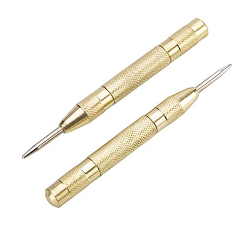 Automatic Center Punch, Entemah 5 Inch Heavy Duty Brass Spring Loaded Center Hole Punch (2 Pack)