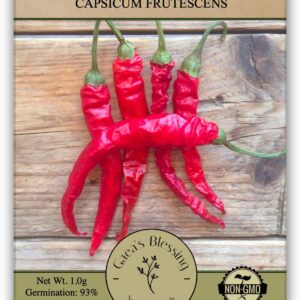 Gaea's Blessing Seeds - Cayenne Pepper Seeds - Heirloom Hot Pepper Long Red Slim Non-GMO Open-Pollinated High Yield Germination Rate 93% Net Wt. 1.0g