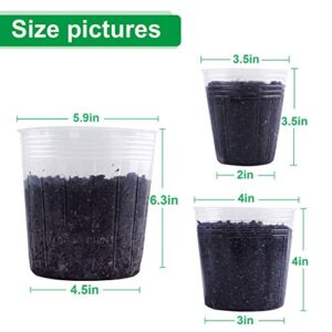 Bluepro Plant Nursery Pots 6/4/3 Inch 20pcs Labels, Transparent Plastic Planter with Drainage Hole for Indoor Succulent, Seed Starting Pot Flower Plant Container for Seedlings, Cuttings 36 Packs