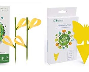 Garsum Sticky Houseplant Traps Sticky Trap Yellow Sticky Bug Traps for Indoor/Outdoor Use