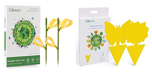 Garsum Sticky Houseplant Traps Sticky Trap Yellow Sticky Bug Traps for Indoor/Outdoor Use