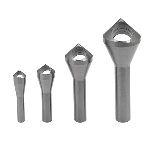 Bonsicoky 4PCS Countersink Chamfer Deburring Tool Set, High Speed Steel Hole Deburring Tool, Metal Wood Drill Bits for Wood, PVC Board, Aluminum, Insulation Board