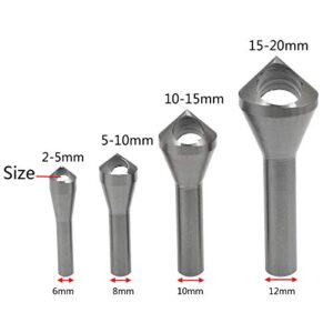 Bonsicoky 4PCS Countersink Chamfer Deburring Tool Set, High Speed Steel Hole Deburring Tool, Metal Wood Drill Bits for Wood, PVC Board, Aluminum, Insulation Board