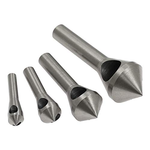 Bonsicoky 4PCS Countersink Chamfer Deburring Tool Set, High Speed Steel Hole Deburring Tool, Metal Wood Drill Bits for Wood, PVC Board, Aluminum, Insulation Board