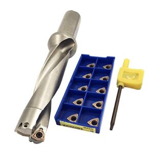 gbj wc series drill bites insert drill metal drill bits diameter 24.5mm/0.96in depth 4in 4d indexable u drill machinery lathes cnc water drill with 10pcs wcmt050308fn（bronze） u drill inserts