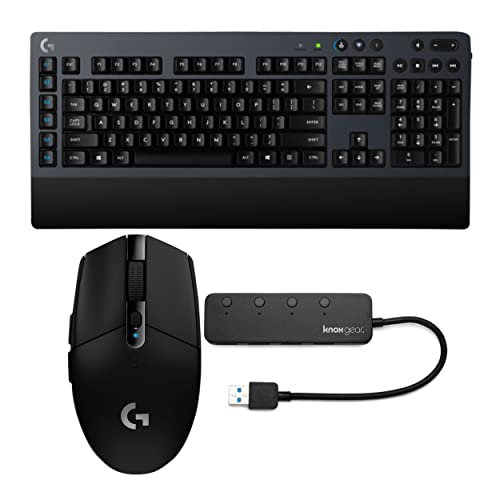 Logitech G613 Lightspeed Wireless Mechanical Gaming Keyboard Bundle G305 Lightspeed Wireless Gaming Mouse (Black) and 4-Port USB 3.0 Hub (3 Items)