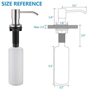 Soap Dispenser for Kitchen Sink, Stainless Steel Built in Sink Soap Dispenser Lotion Dispenser with 13 Ounce Bottle, Brushed Nickel (YardMonet)