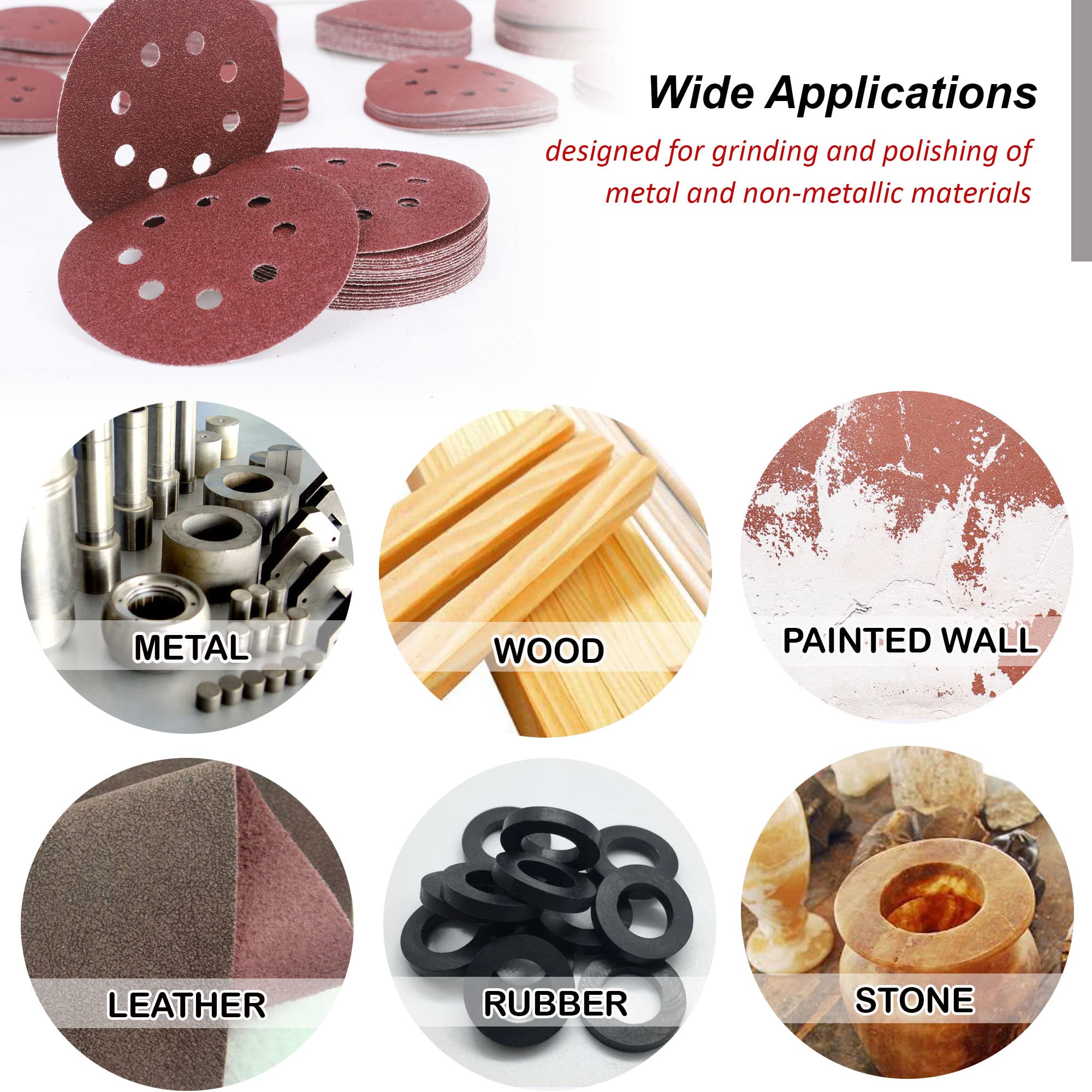 FASTPRO 200-Piece Sanding Discs Set, 5-Inch 8-Hole Hook and Loop Sandpaper, 13 Grades Orbital Sandpaper, Include 40 60 80 100 120 150 180 240 320 400 600 800 1000 Assorted Grits