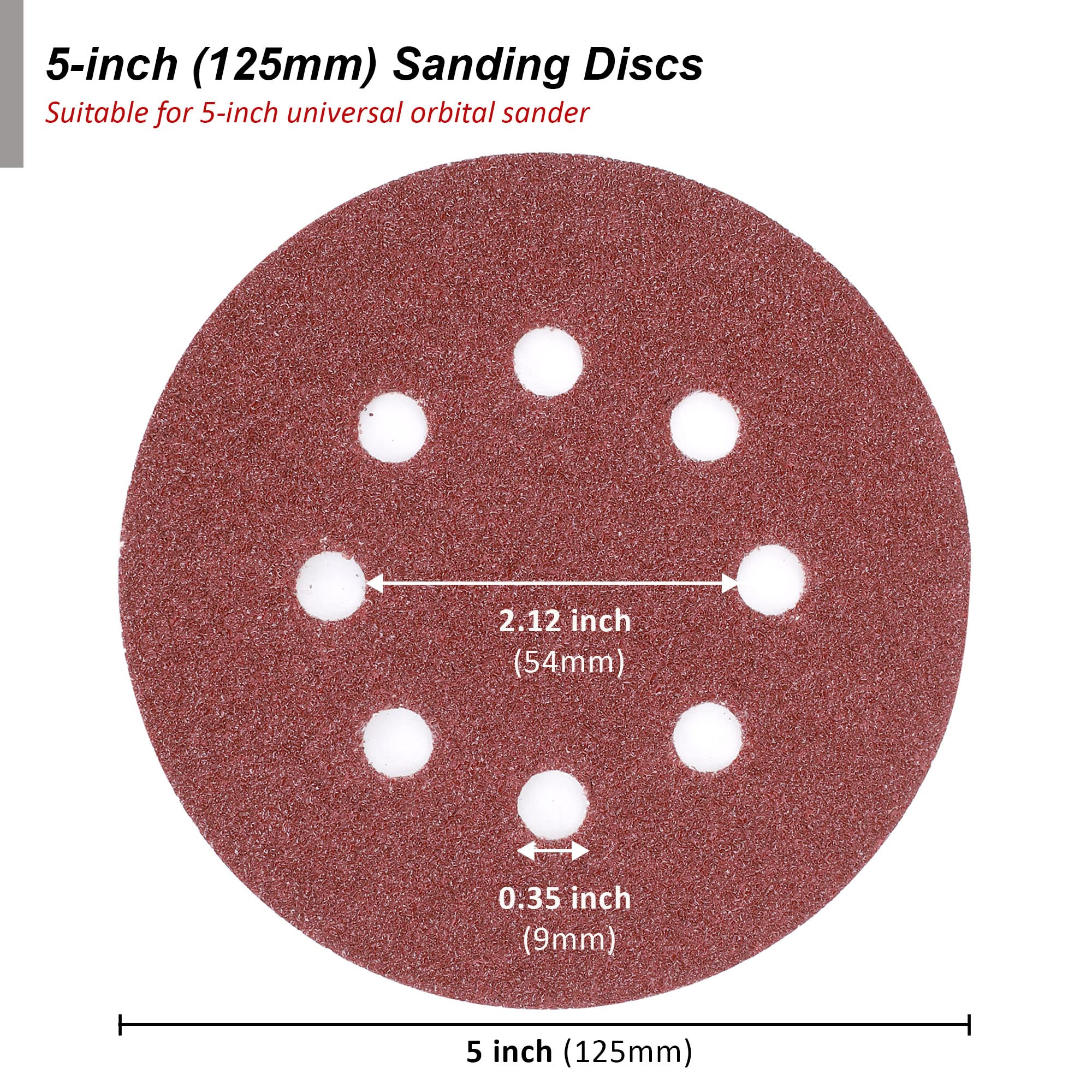 FASTPRO 200-Piece Sanding Discs Set, 5-Inch 8-Hole Hook and Loop Sandpaper, 13 Grades Orbital Sandpaper, Include 40 60 80 100 120 150 180 240 320 400 600 800 1000 Assorted Grits