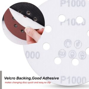 FASTPRO 200-Piece Sanding Discs Set, 5-Inch 8-Hole Hook and Loop Sandpaper, 13 Grades Orbital Sandpaper, Include 40 60 80 100 120 150 180 240 320 400 600 800 1000 Assorted Grits