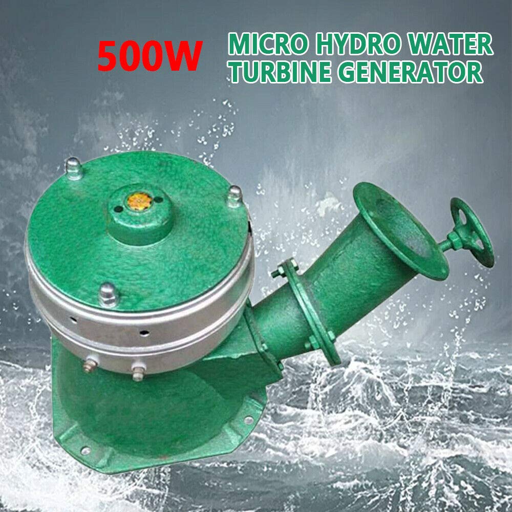 Hydro Generator Micro Hydro Water Turbine Generator for Household Lighting TV Electric Furnace 500-1500RPM (110V 500W) Green