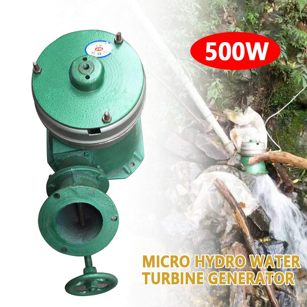 Hydro Generator Micro Hydro Water Turbine Generator for Household Lighting TV Electric Furnace 500-1500RPM (110V 500W) Green