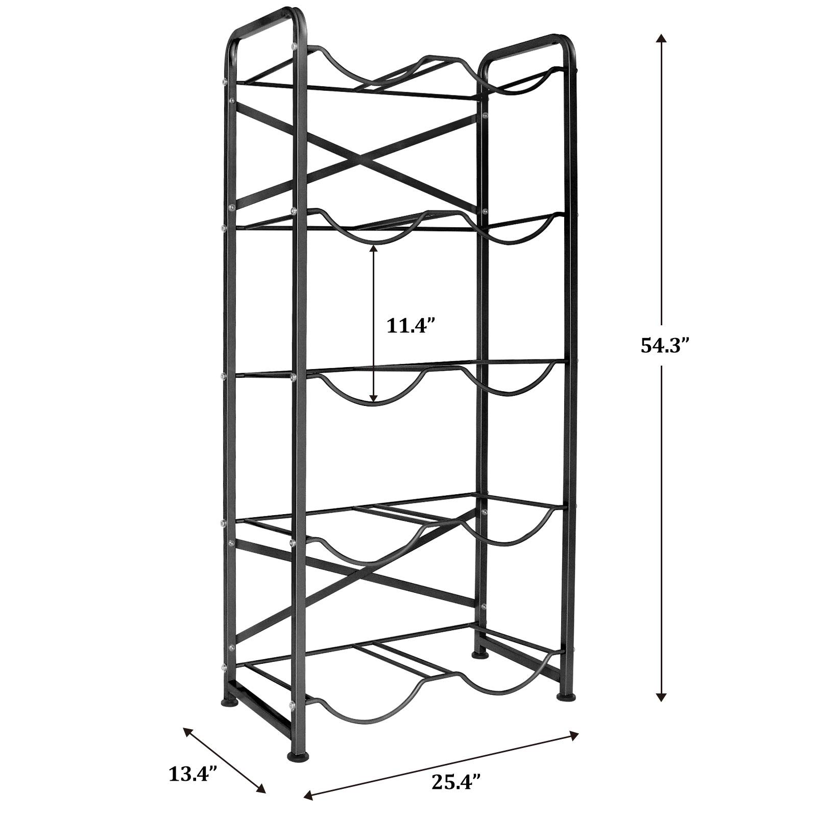 Ationgle 5 Gallon Water Bottle Holder for 10 Bottles, 5 Tiers Heavy-Duty Water Cooler Jug Rack with Reinforcement Frame for Kitchen Office, Black