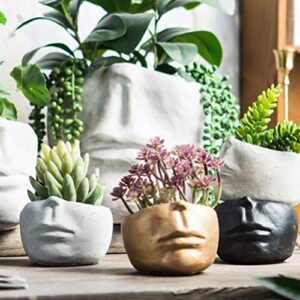 Cabilock 1pc Flowerpot Flower Pot Vase Head Face Vase Desk Flower Pot Desktop Flower Pot Cute Head Planter Decorative Plant Pot Creative Planter Bonsai Pots Cement Pearlescent Makeup