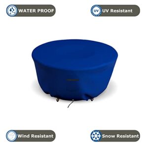 Covers & All Patio Round Fire Pit Cover - Heavy Duty 18 Oz Polyester Full Coverage Outdoor Fire Bowl Waterproof Cover with Air pocket and Drawstring. (30"(Dia) x 12"(H), Blue)