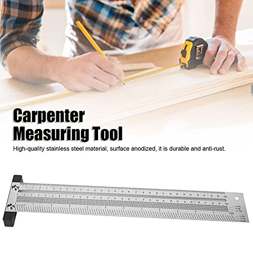 Ultra Precision Marking T-Rule Hole Ruler Stainless Scribing Mark Carpenter Line Gauge Carpenter Measuring Tool(12 inches)