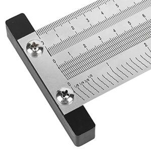 Ultra Precision Marking T-Rule Hole Ruler Stainless Scribing Mark Carpenter Line Gauge Carpenter Measuring Tool(12 inches)