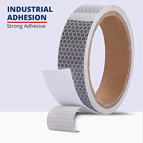 X-BOSEAT White Reflective Tape 1inch x 15ft Reflector Tape Self Adhesive, Durable and Waterproof - DOT C2 for Marking Areas, Objects and Vehicles (1 in 15 ft)