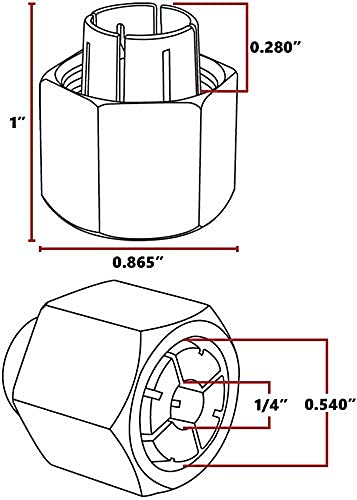 Thaekuns 1/4" Router Collet fit for Dewalt 326286-04 Big Horn 19691 Bosch 2610906283 Hitachi 323-293 RC025DW