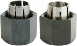 thaekuns 2 piece router collet kit 1/4" and 1/2" fits for dewalt 326286-04, 326286-03, bosch 2610906283, 2610906284, hitachi 323-293, 323-421,big horn 19691,19693&rc025dw,rc050dw