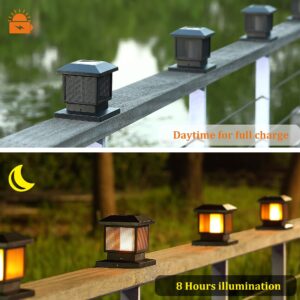 MAGGIFT Solar LED Flickering Flame Post Lights, 72 SMD LEDs, Fits 4x4 to 6x6 Posts - For Yard, Fence, Deck, Patio