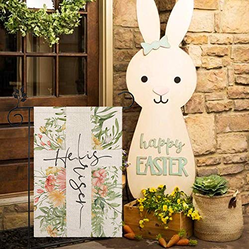 CROWNED BEAUTY Easter He Is Risen Garden Flag 12×18 Inch Small Vertical Double Sided for Outside Holiday Yard Flag CF058-12