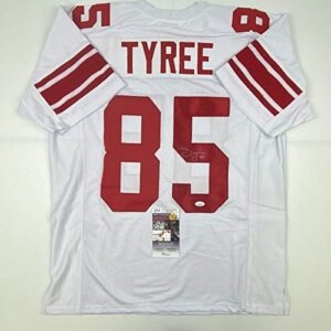 autographed/signed david tyree new york white football jersey jsa coa