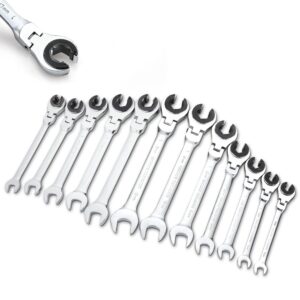 anbull ratcheting wrench set with open flex-head,12pcs metric tubing combination wrench set,tubing ratchet wrench