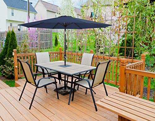 PHI VILLA 10ft Patio Umbrella Clearance, Outdoor Market Table Umbrellas with 8 Ribs and Push Button Tilt for Garden Deck & Poolside, Navy Blue