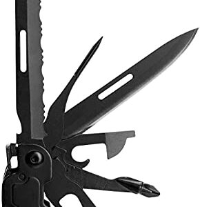 SOG PowerAccess Deluxe All-Around Heavy Duty Stainless Steel Multi-Tool w/Nylon Sheath, Two Knife Blades, Can & Bottle Opener, Black