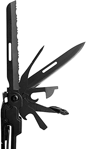 SOG PowerAccess Deluxe All-Around Heavy Duty Stainless Steel Multi-Tool w/Nylon Sheath, Two Knife Blades, Can & Bottle Opener, Black