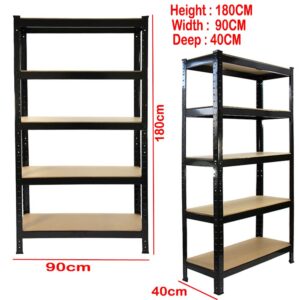 5 Tiers Heavy Duty Shelving Racking Rack Metal Boltless Freestand Garage Shelf Storage 180cm x 90cm x 40cm