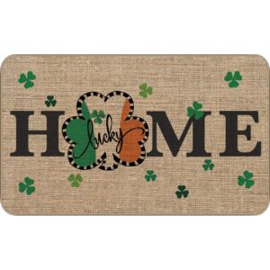 st. patrick's day doormat home shamrocks floor mat shamrocks printed doormat non slip rubber entrance bathroom front door rug for home decorative indoor outdoor supplies, 28 x 17 inches