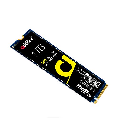 Addlink S95 1TB SSD for PC Storage 7200 MB/s Maximum Read Speed PCIe NVMe Gen4 Internal Solid State Hard Drive (ad1TBS95M2P) Made in Taiwan