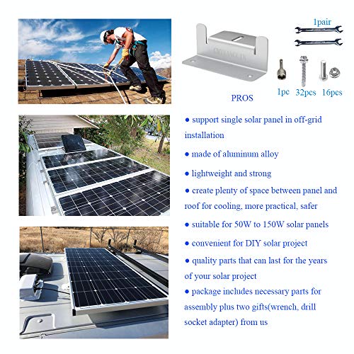 CMYYANGLIN Solar Panel Mounting Brackets Z Bracket, with Nuts and Bolts,Suitable for 50W to 150W Solar Panels on RV,Boats,Motorhome, Cabins, Sheds, Garages,Off Grid, Silver Color, 4 Units (16PCS)