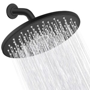 rain shower head vmasstone 9in high pressure showerhead - tool free installation- with large spray surfaces and 200 nozzles for delicate and unstimulate shower experience (em-001 matte black/black)