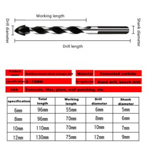 TOEGA 5Pcs Concrete Drill bits, Masonry Drill bit Set, for Tile, Brick, Cement, Concrete, Glass, Plastic, Cinder Block, Wood etc, Best for Concrete and Brick Wall Ceramic Tile on