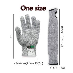 ANLONGLI Cut Resistant Sleeves Proof Gloves,18-Inch Cut Resistant Knit Sleeves grade 5 anti-cut Safety Glove,1 set Anti-cut arm cover for Kitchen Butcher Outdoor Work Protective Hands