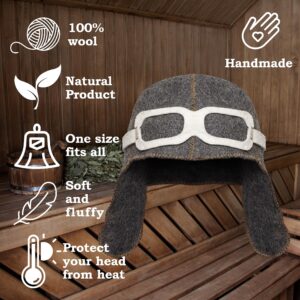 Wool Sauna Hat Embroidered Pilot Sauna Hat Finnish - Ukraine Sauna Hat Wool - Russian Banya Hat for Men Sauna Hat for Men Sauna Hats Russian Gray