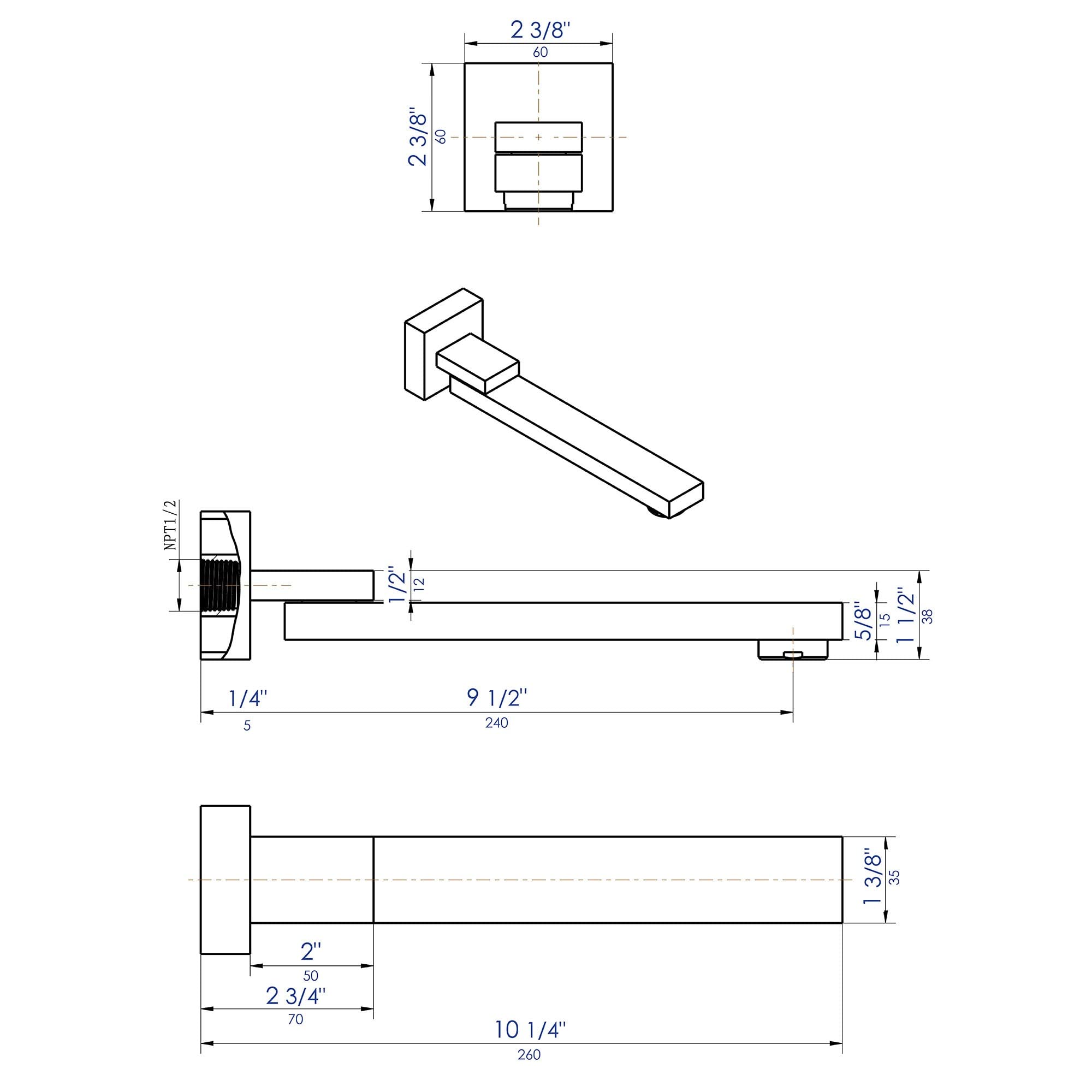 ALFI brand AB7701-BM Tub Spout, Black Matte