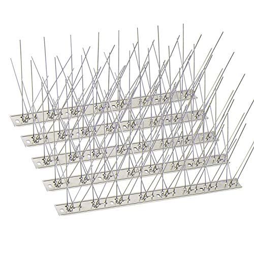 KKY Bird Spikes Stainless Steel Base, Metal Bird Repellent Nail Fence Kit, Can Be Used to Stop Pigeons and Other Small Birds, Covering 10.8 Feet (Without Pushpins) 10 Packs.