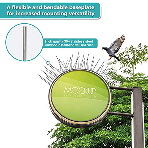 KKY Bird Spikes Stainless Steel Base, Metal Bird Repellent Nail Fence Kit, Can Be Used to Stop Pigeons and Other Small Birds, Covering 10.8 Feet (Without Pushpins) 10 Packs.