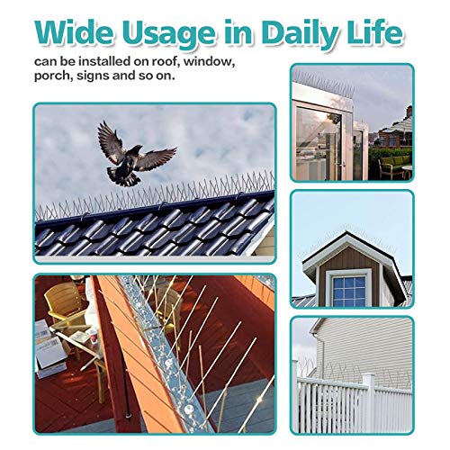 KKY Bird Spikes Stainless Steel Base, Metal Bird Repellent Nail Fence Kit, Can Be Used to Stop Pigeons and Other Small Birds, Covering 10.8 Feet (Without Pushpins) 10 Packs.