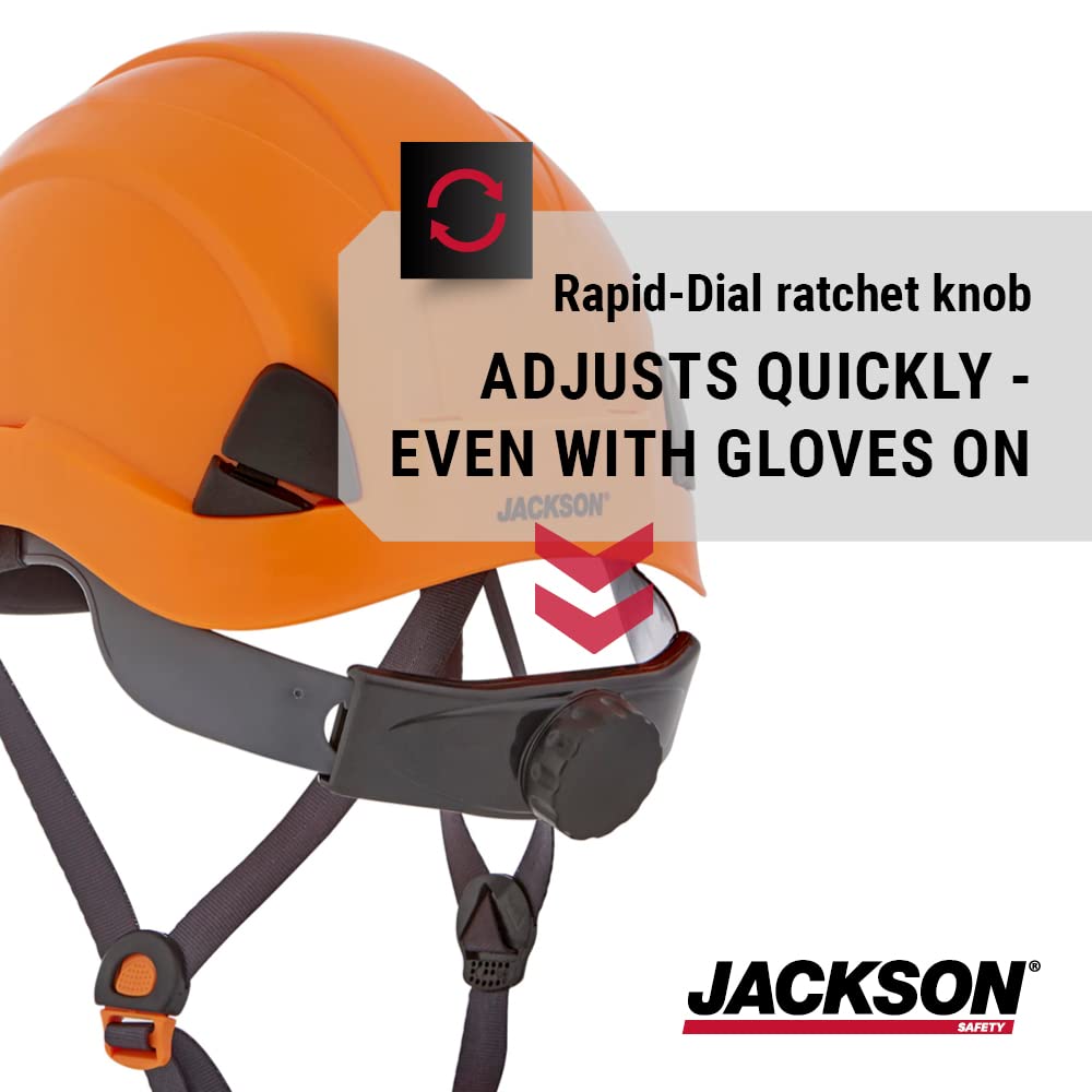 Jackson Safety CH-300 Climbing Industrial Hard Hat, Non-Vented, 6-pt. Suspension, Orange, 20903, Large