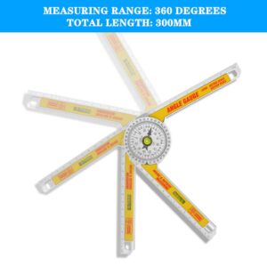 Miter Saw Protractor Angle Ruler, 360 Degree Measure Tool,Angle Finder Gauge with High Accuracy Bubble Level for Carpenters and All Building Trades